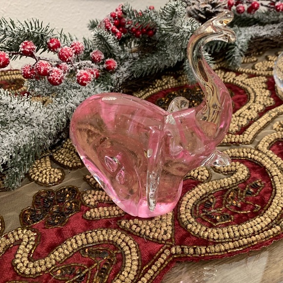 Accents | Vintage Pink Heavy Paper Weight Precious Glass Elephant ...